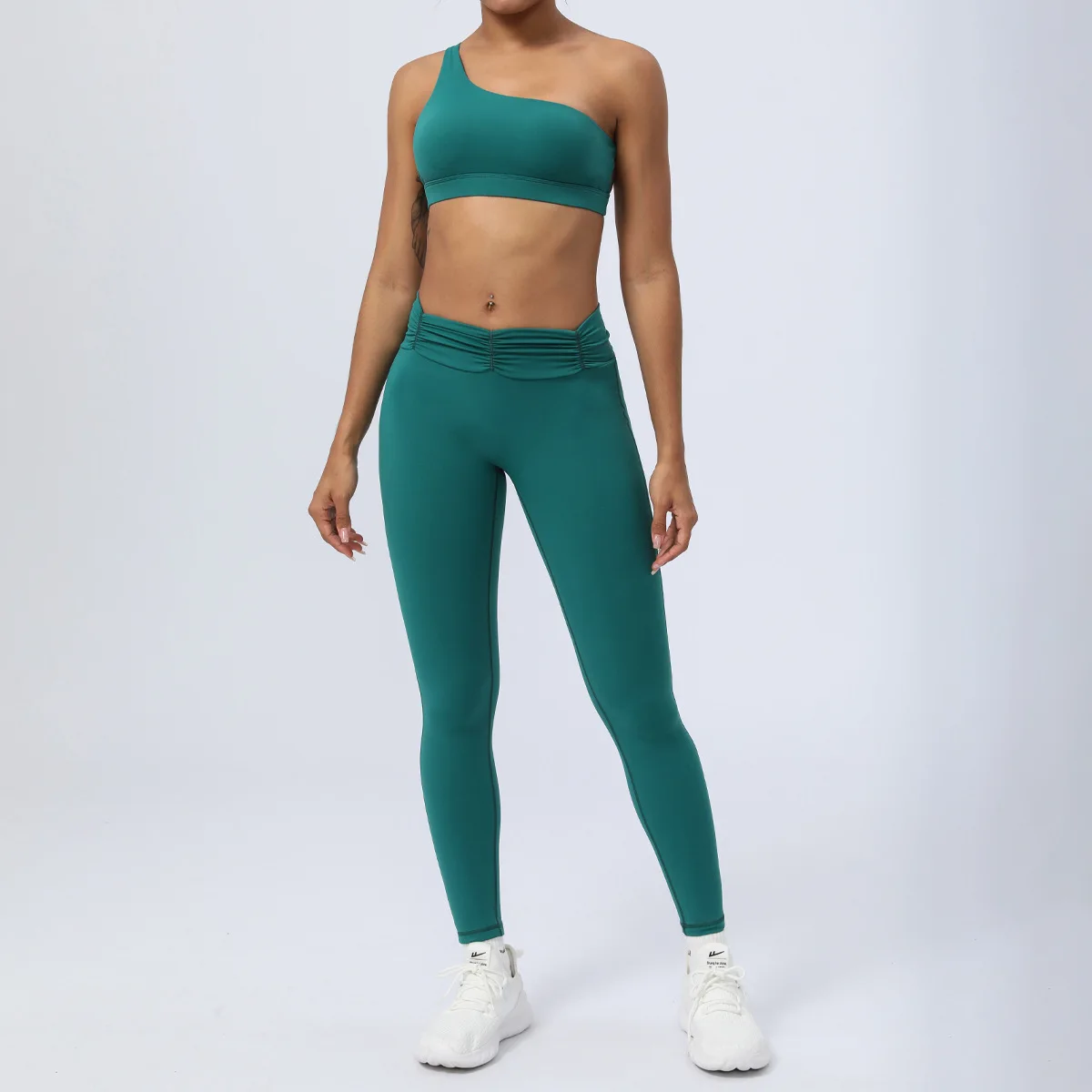 High Support One Shoulder Sports Bra Set For Women Yoga Sets Fitness ...