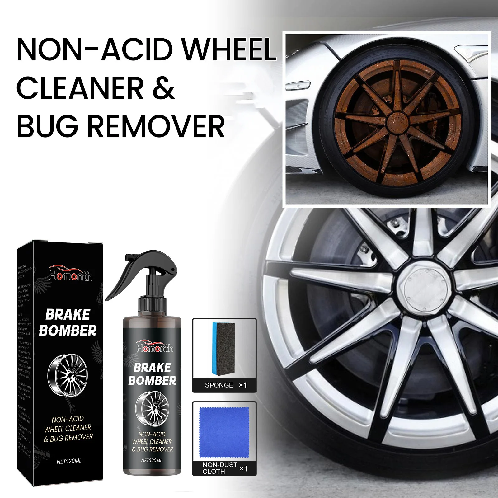 Homonth Wheel Cleaner Wheel Hub Rim Clean Stains Repair Wheel Abnormal ...