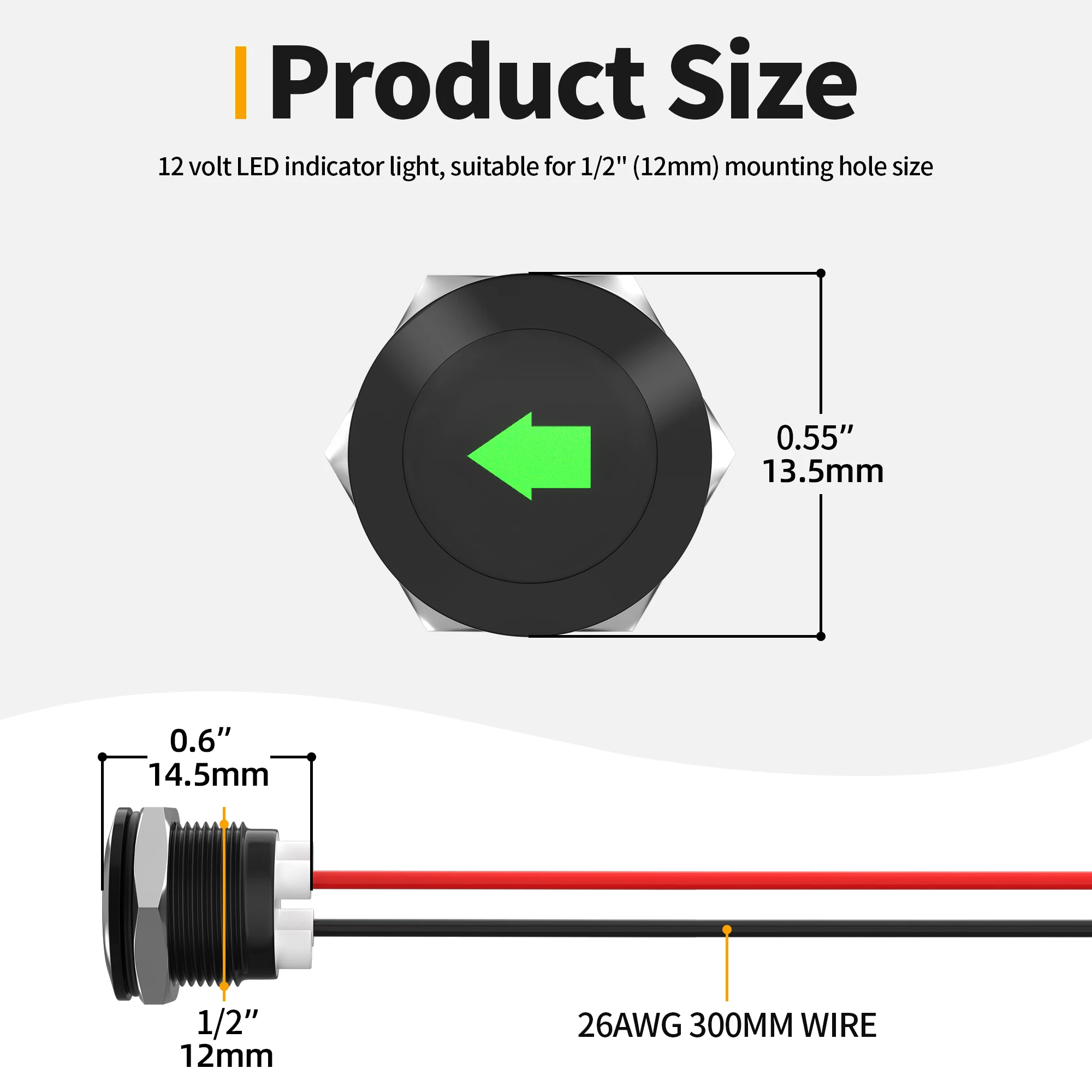 Ip67 Waterproof 12 Volt Led Indicator Lights Green Led 12mm Led ...