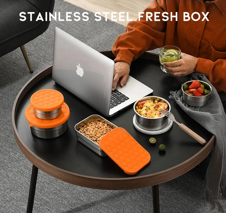 Stackable Stainless Steel Lunch Boxes with Silicone Lids/Kids Lunch ...