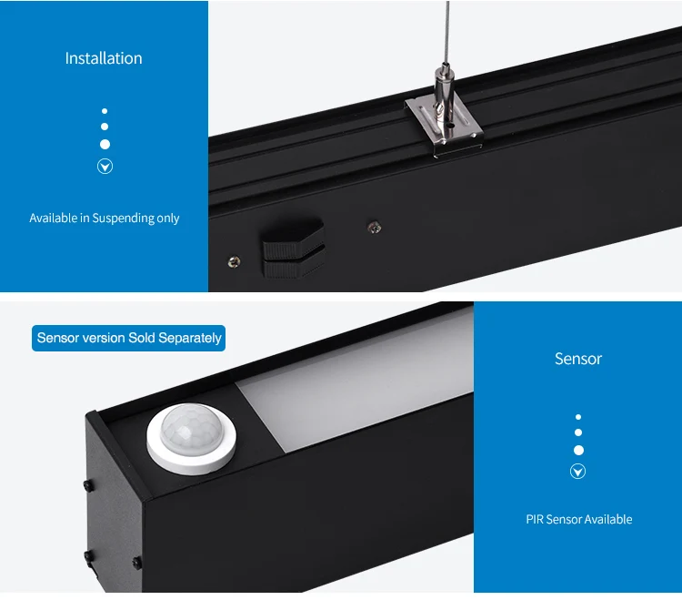 Customized 60w 4ft 8ft Suspended Led Linear Lamp Ceiling Commercial ...