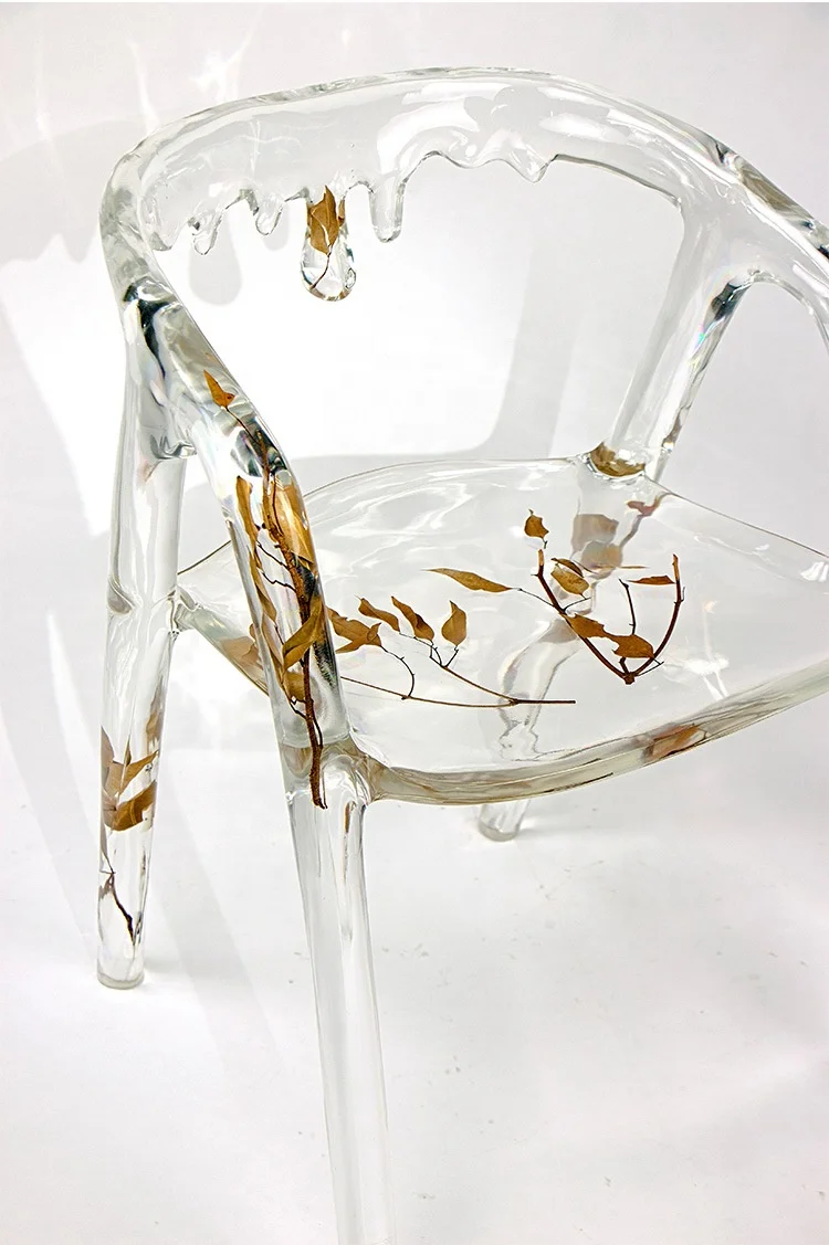 Modern Professional Leaf Inside Resin Chair Luxury Custom Clear Acrylic ...