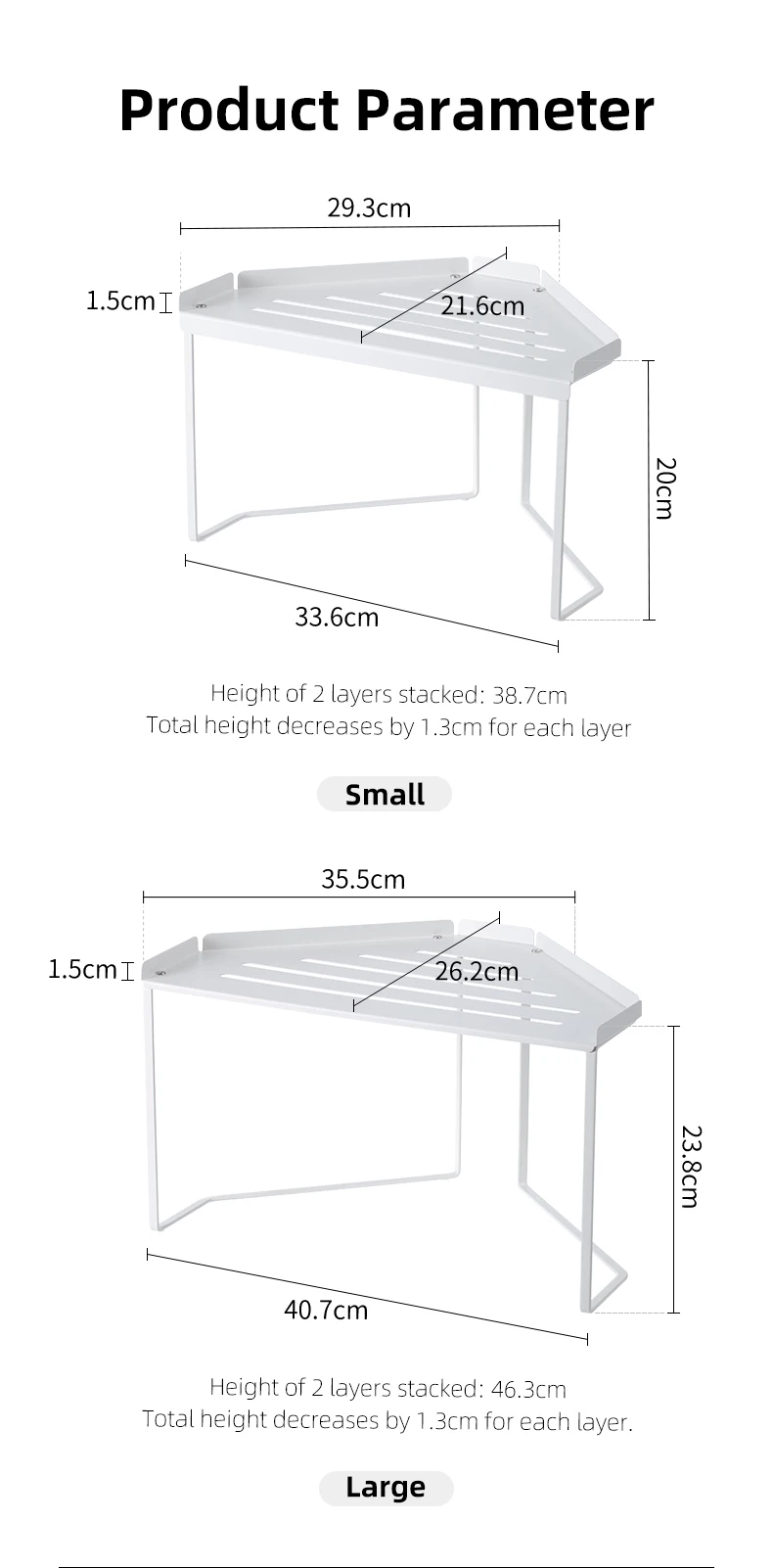 SHIMOYAMA Kitchen/Home Countertop 1-Layer Detachable Triangle Stand ...