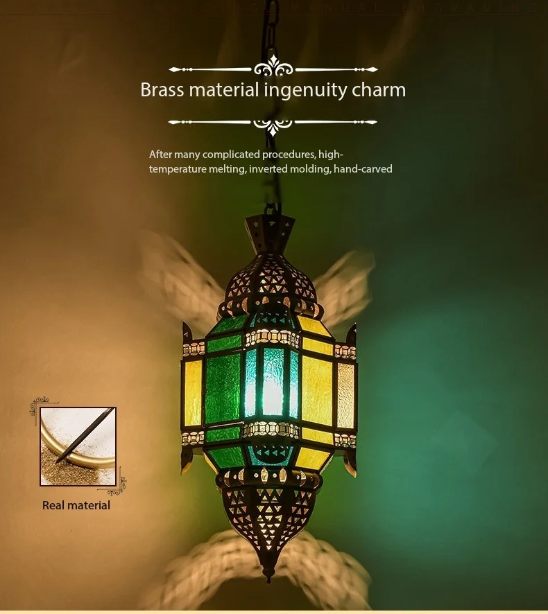 Handmade Led Colored Glass Copper Chandelier Southeast Asian Arabian ...