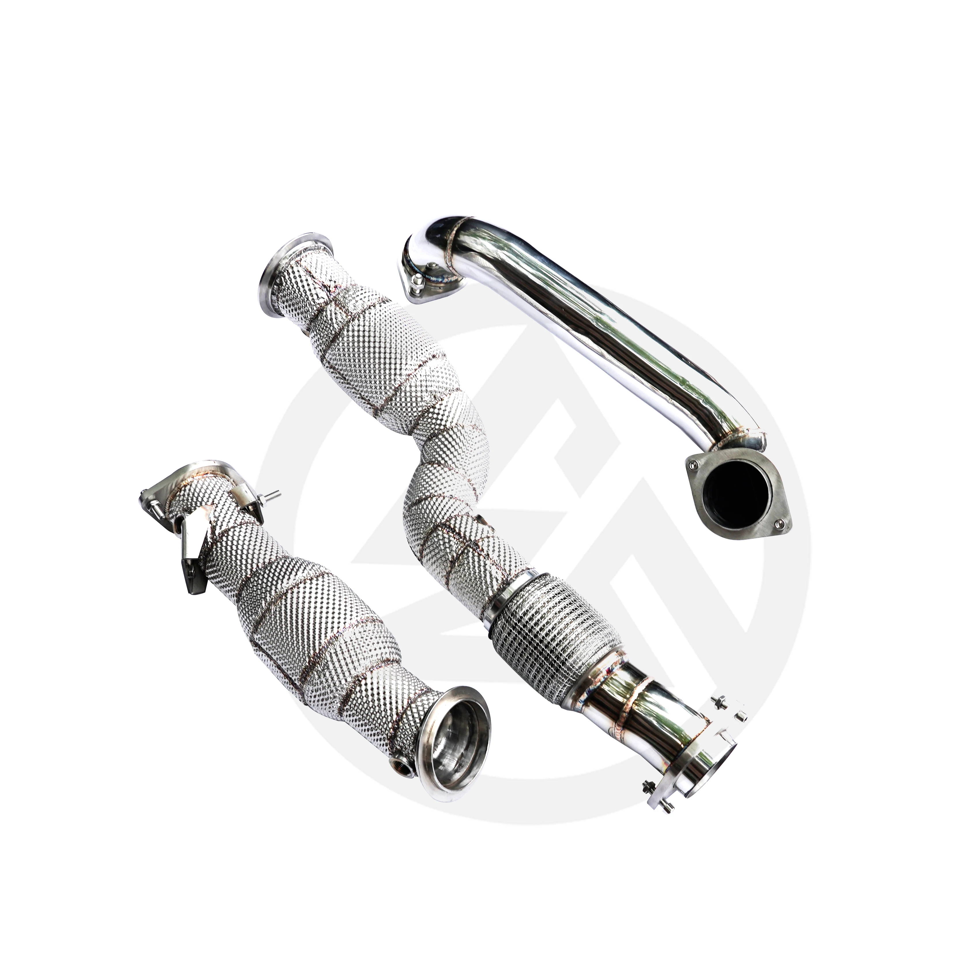 Csz High Flow Stainless Steel Catted Downpipe With Heat Shield For Bmw ...