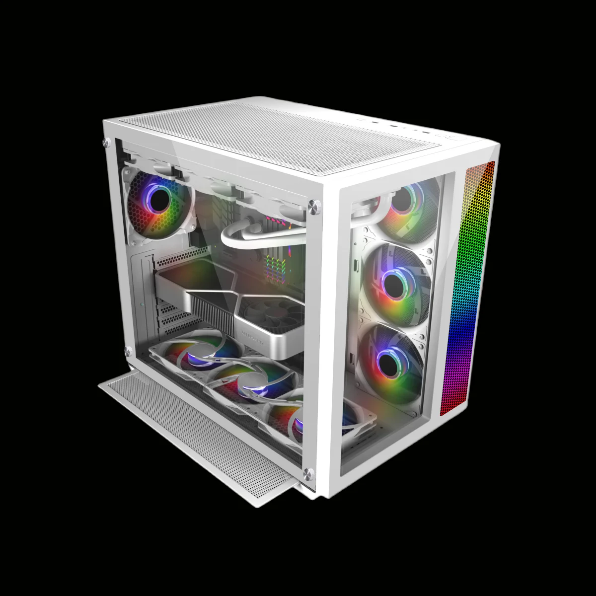 Gaming ATX Full Tower PC Case with Tempered Glass RGB Fan Mesh and ...