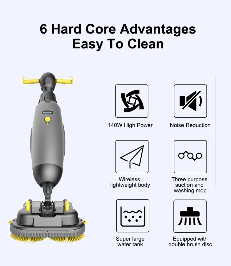 High Quality Small Wireless Double Scrubber Machine Folding Floor ...