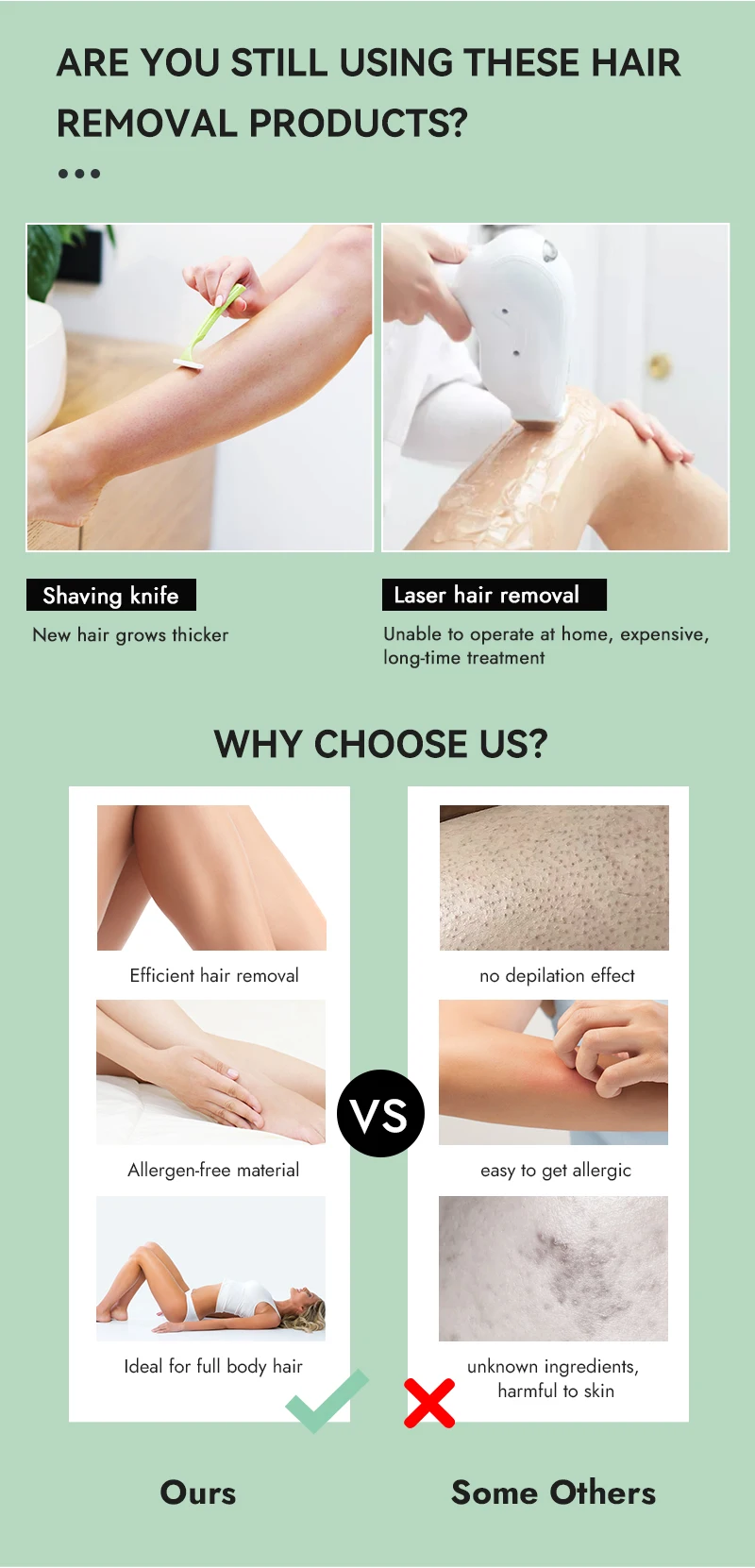 OEM Private Label Organic Cold Soft Wax Strip Depilatory