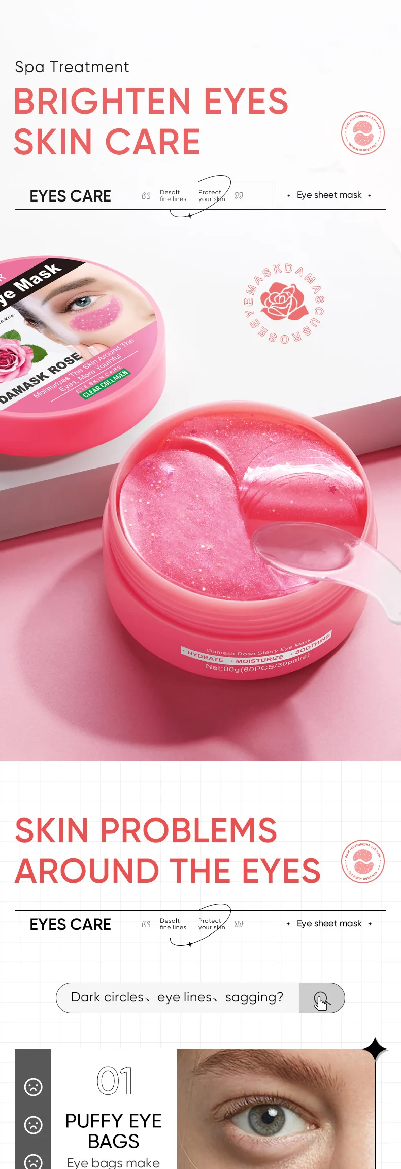 Rose Bamboo Charcoal Star Eye Mask For Eye Whitening Care - Buy Rose ...