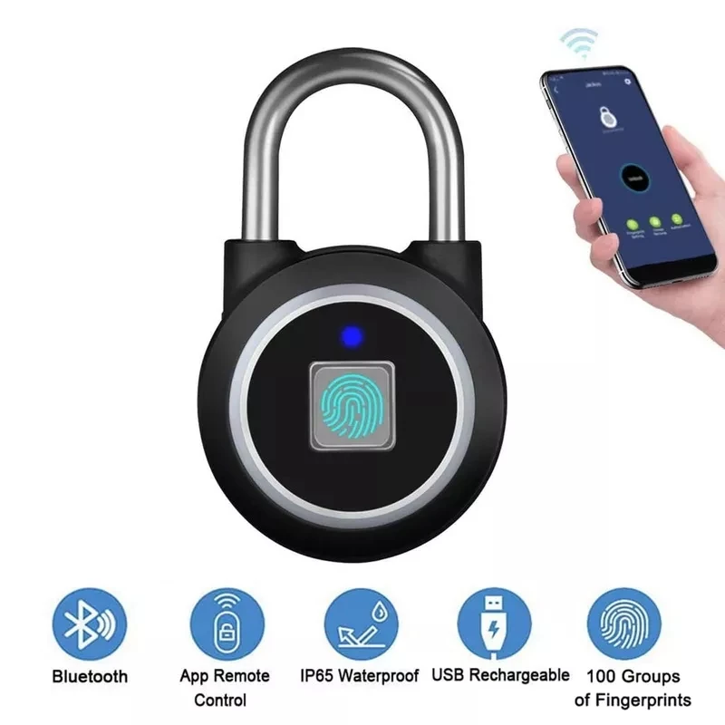 2021 New Model Mini Biometric Fingerprint Padlock Use In Cabinet Locker ...
