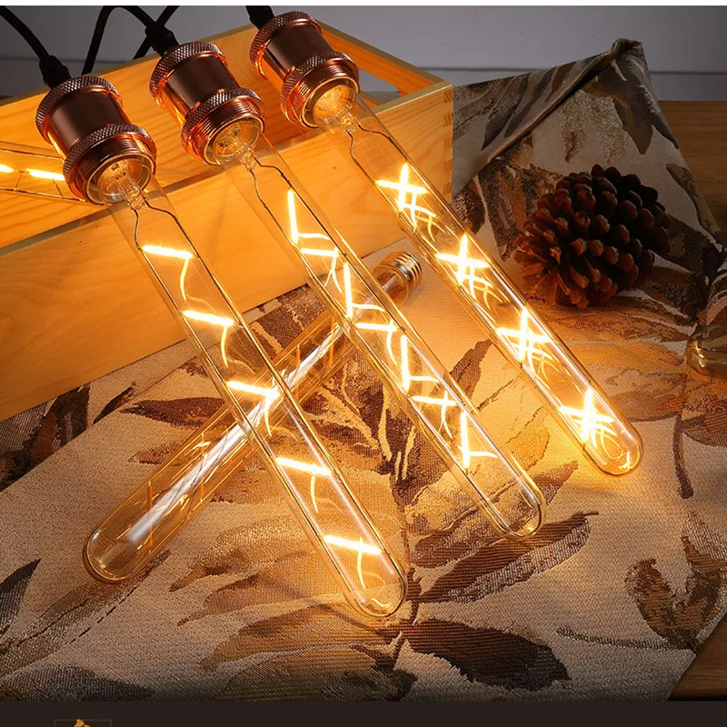 HITECDAD Decorative Vintage Long Tube Edison Bulb T30 LED Filament ...