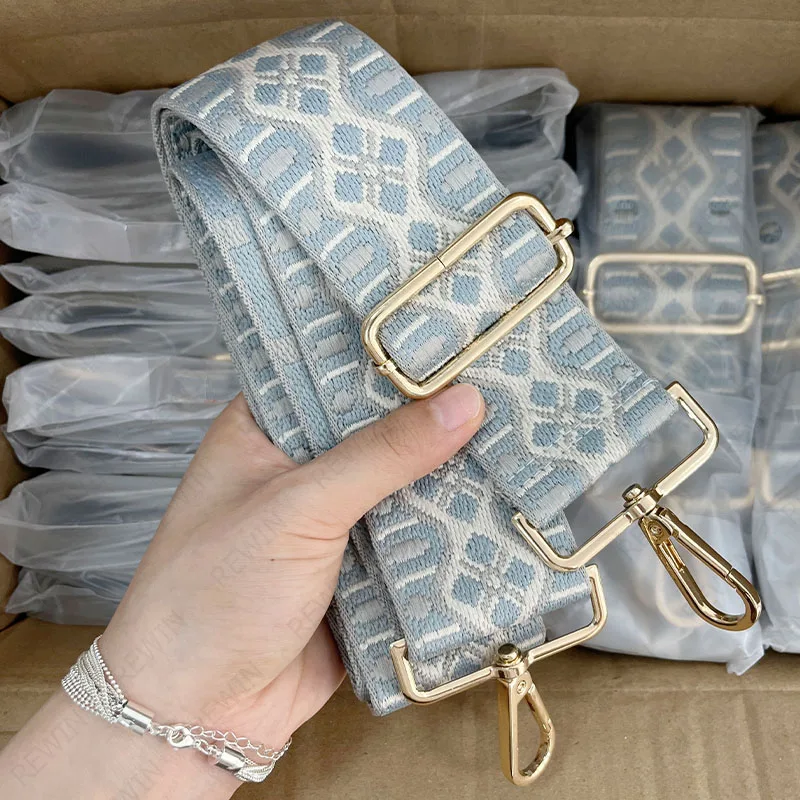 REWIN 2024 New Retro 5cm Glitter Woven Cotton Soft Purse Belt Crossbody ...
