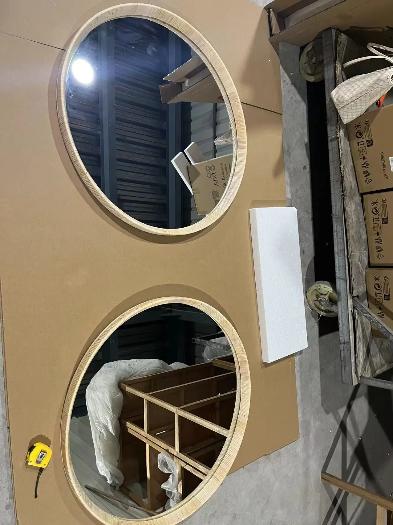 SWT 2024 Handwoven Decoration Round Rattan Frame Wall Mirror for Living ...