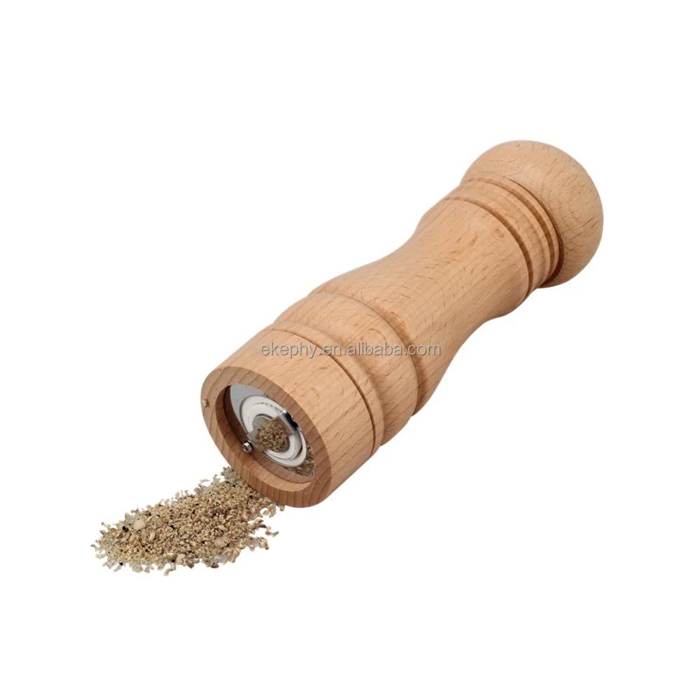Ceramic Grinding Core Wooden Salt Grinders Refillable Manual Pepper ...
