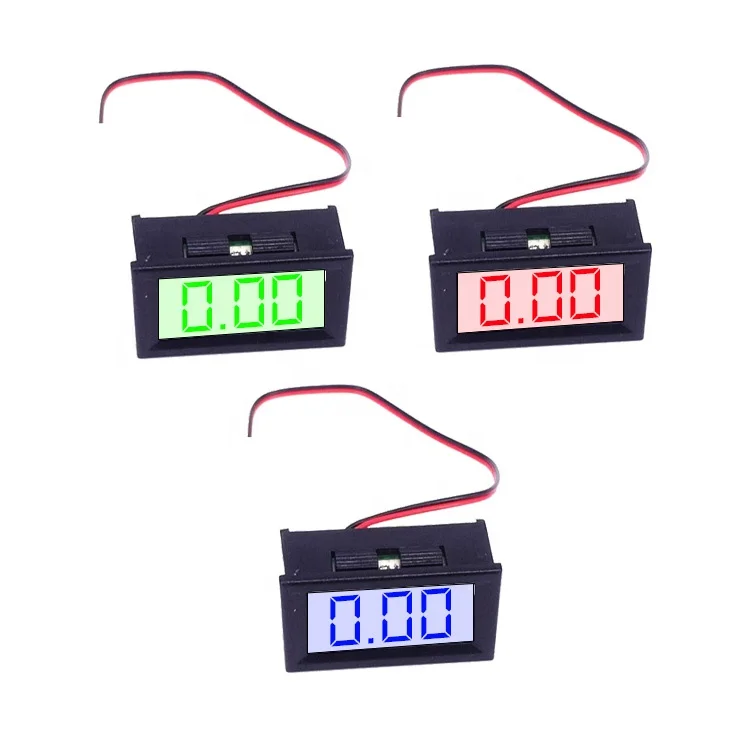 DC 0-100V Digital Voltmeter Blue Red Green Yellow LED Voltage Display ...