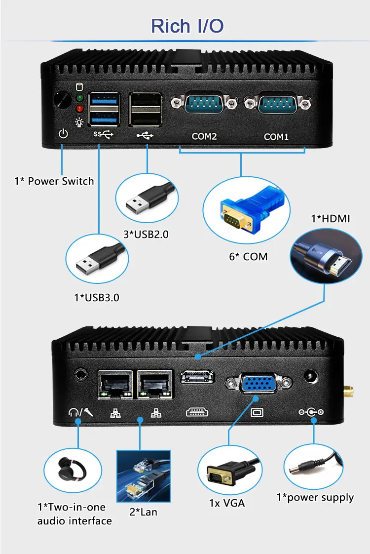 Mini PC pas cher DDR4 SSD HDD Micro ordinateur industriel sans ...