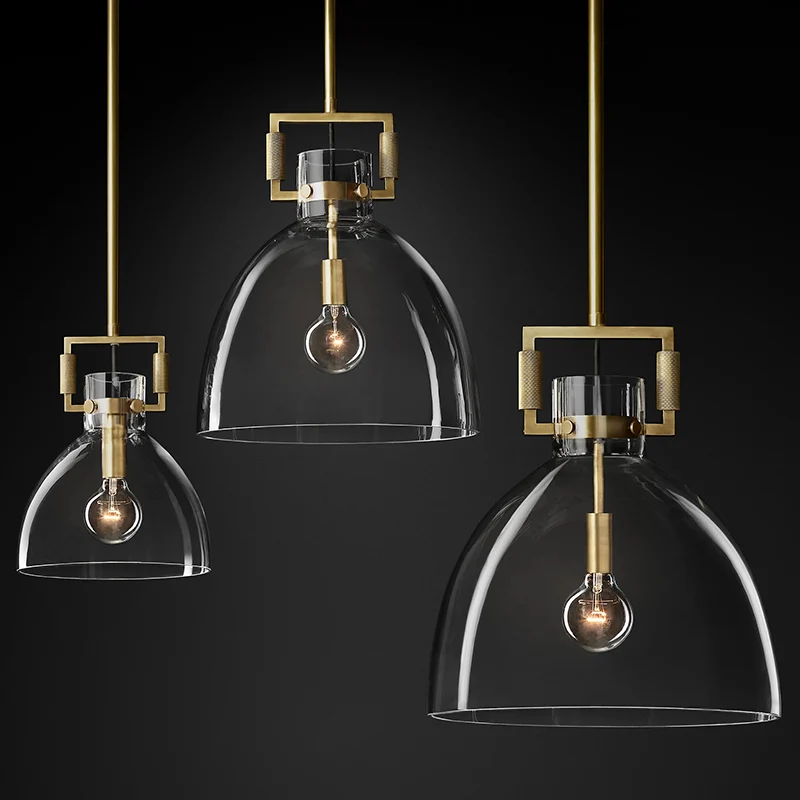 Restoration Pendant Lighting Hardware Industrial Brass frame Pendant ...