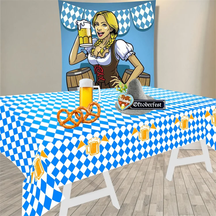 Plastic Happy Oktoberfest Bavarian Flag Table Cover Party Tablecloth ...
