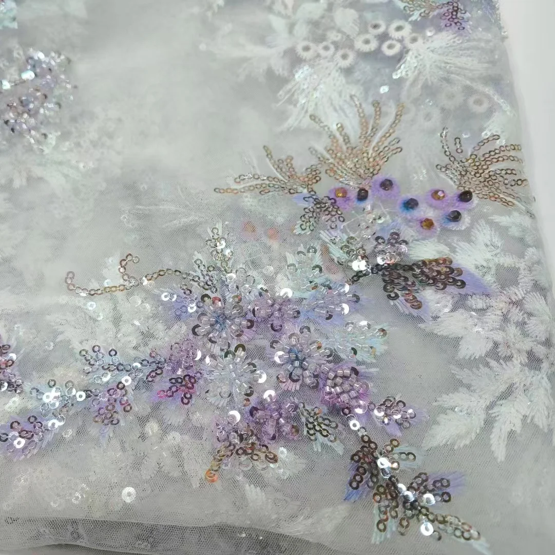 AFFINITY New Arrival Multicolor Flower African Beaded Lace Fabric ...