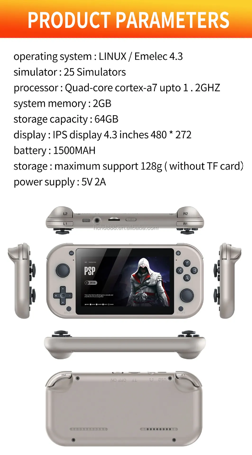 MIYOO M17 - Retro Game Console with 4.3 Inch IPS Screen