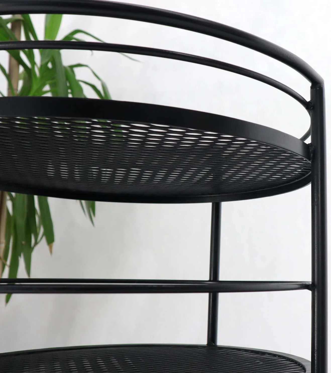 Mid-century Modern Round Perforated Metal Cylinder Shape 3-tier Metal ...