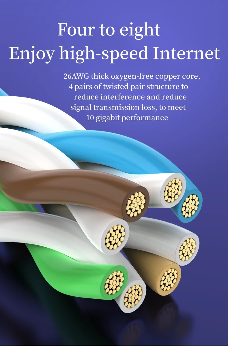 Factory Oxygen Free Pure Copper Cat8 Shielded Esports Broadband Network ...