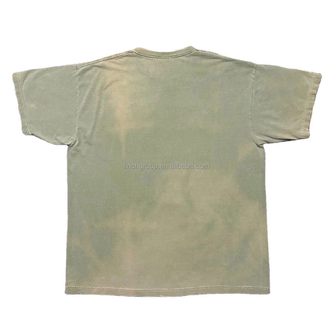 Finch Garment Streetwear Vintage Thrashed Shirt Distressed Sun Faded Blank Tee Cotton Green T ...