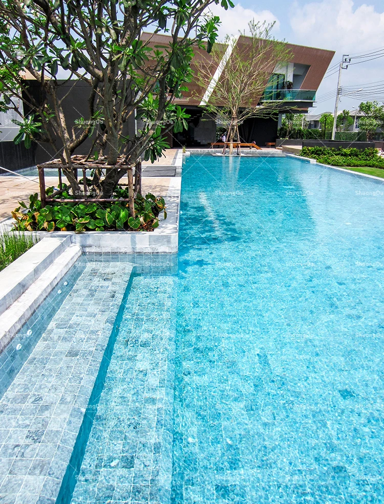 Glacier Blue Marble Look Mosaic Ceramic Swimming Pool Tiles 4'X4 ...