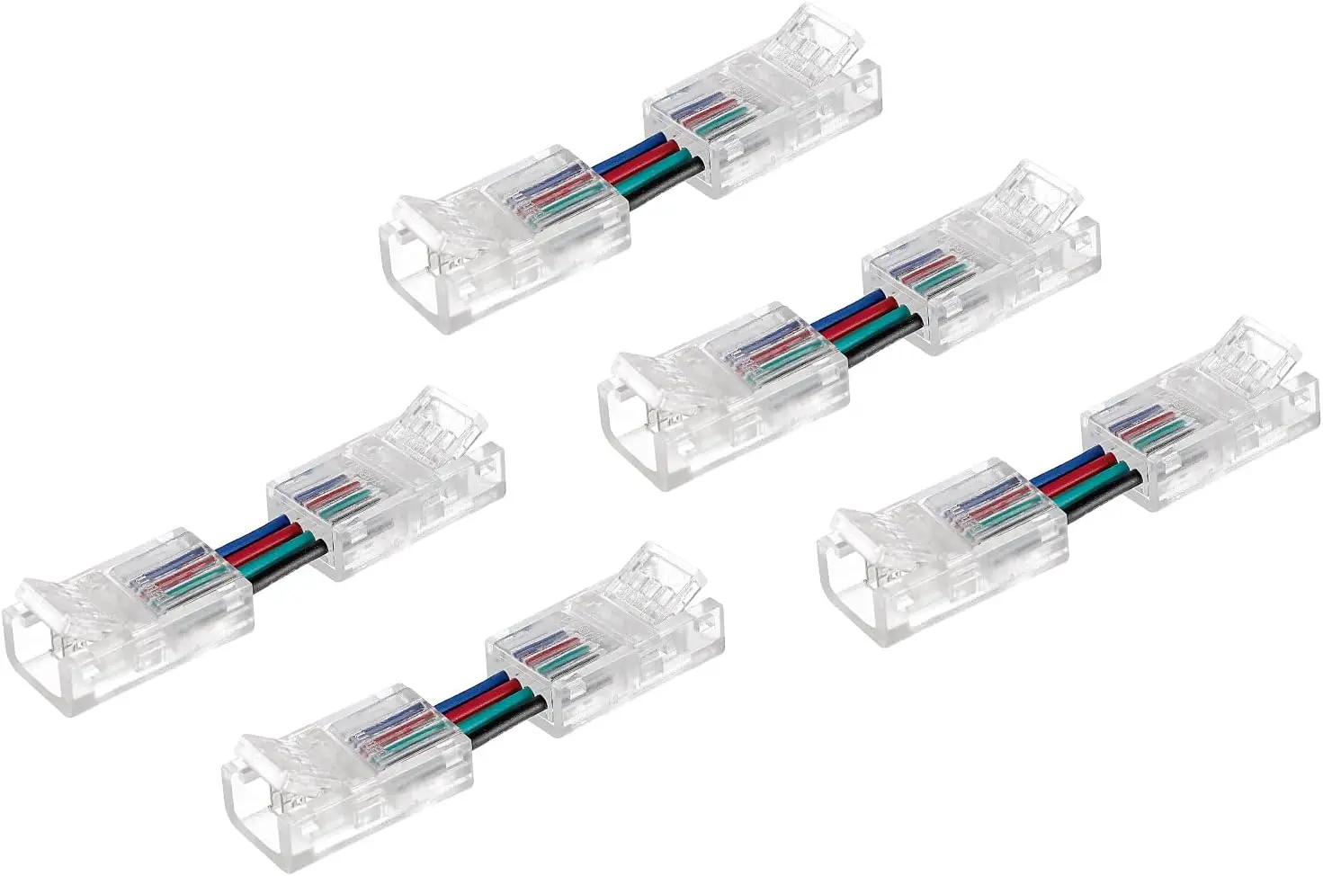 4-Pin RGB LED Light Strip Connectors, 8mm Solderless Adapter for 5050 4 ...