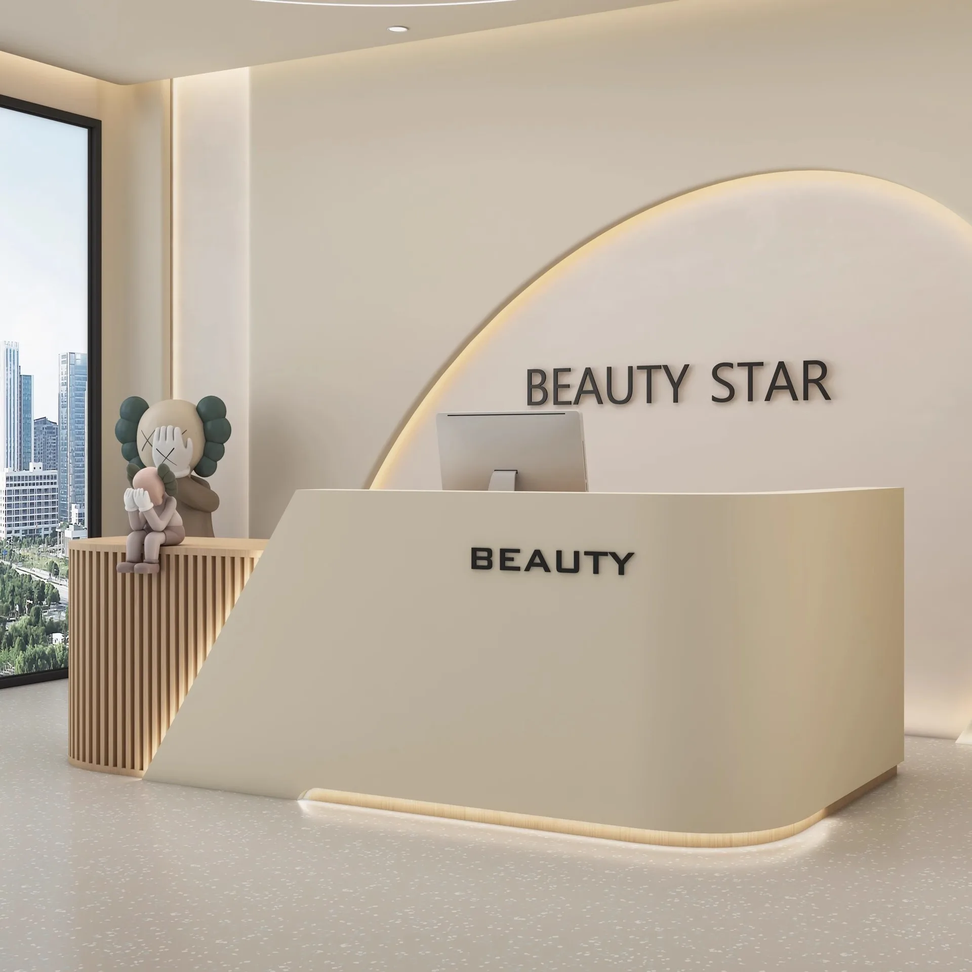 Modern Style Barbershop Commercial Furniture Logo Customizable Front ...