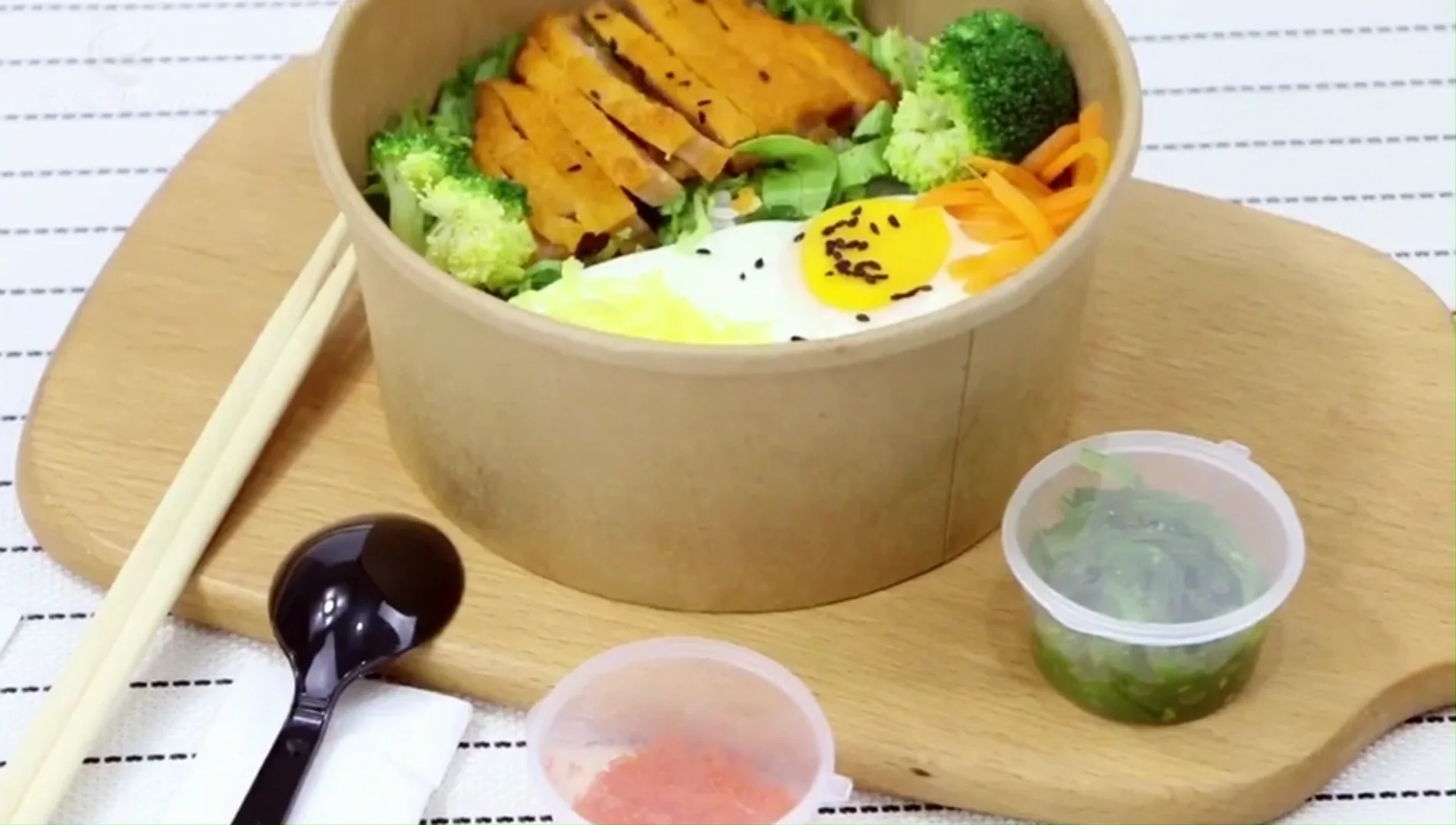 Kraft Paper Bowl And Disposable Take Away With Pet Lid Inner Trays For ...