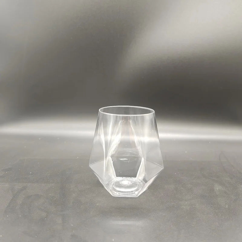 Diamond Shaped Plastic Wine Glass - 12OZ Bpa-Free PET