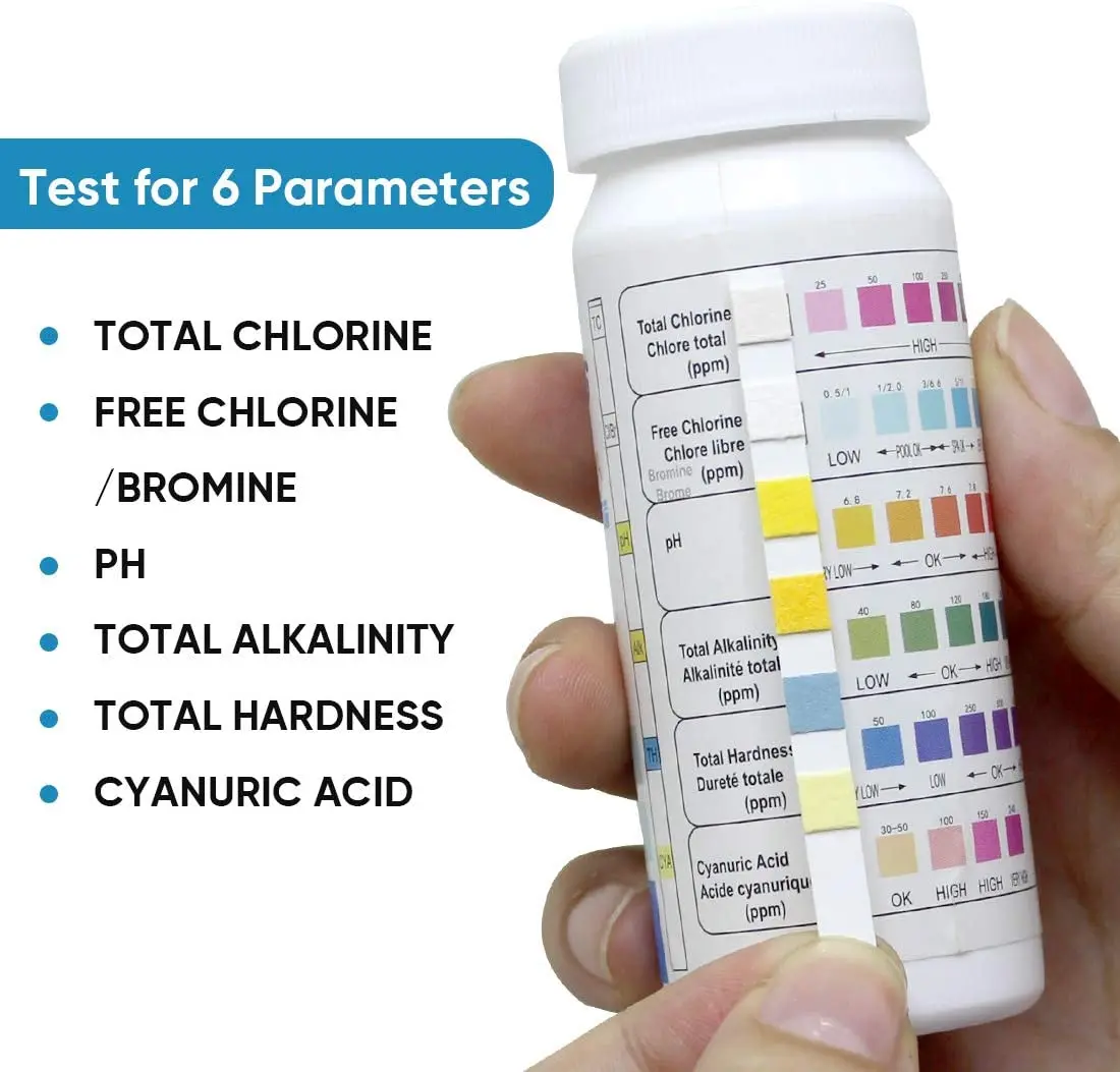 Swimming Pool Test Strips 6 Way Spa Testing Strips for Hot Tubs Tester ...