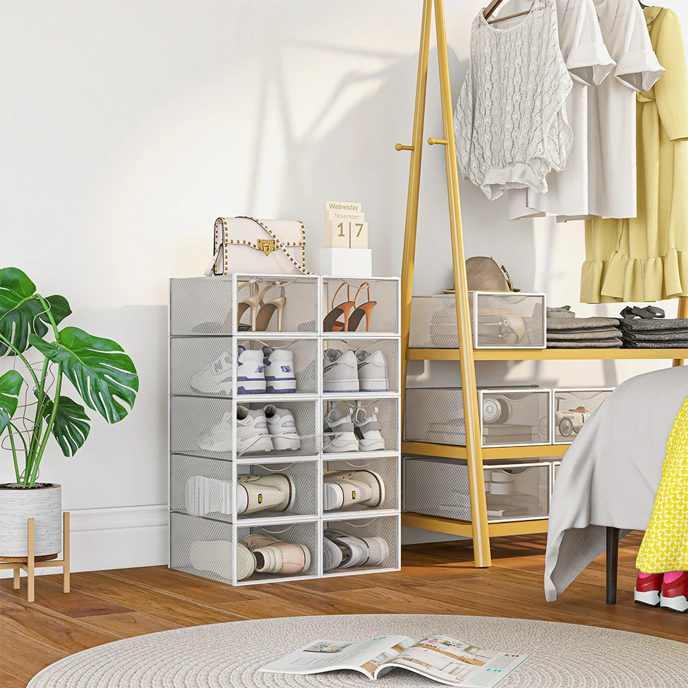 12 Pack Stackable Shoe Storage Organizers Foldable and Versatile Shoe ...