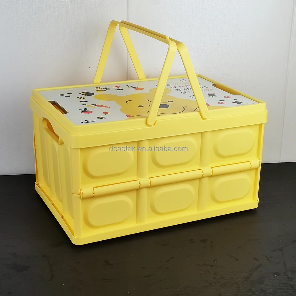 Camp Plastic Folding Crates Turnover Boxes Foldable Storage Locked ...