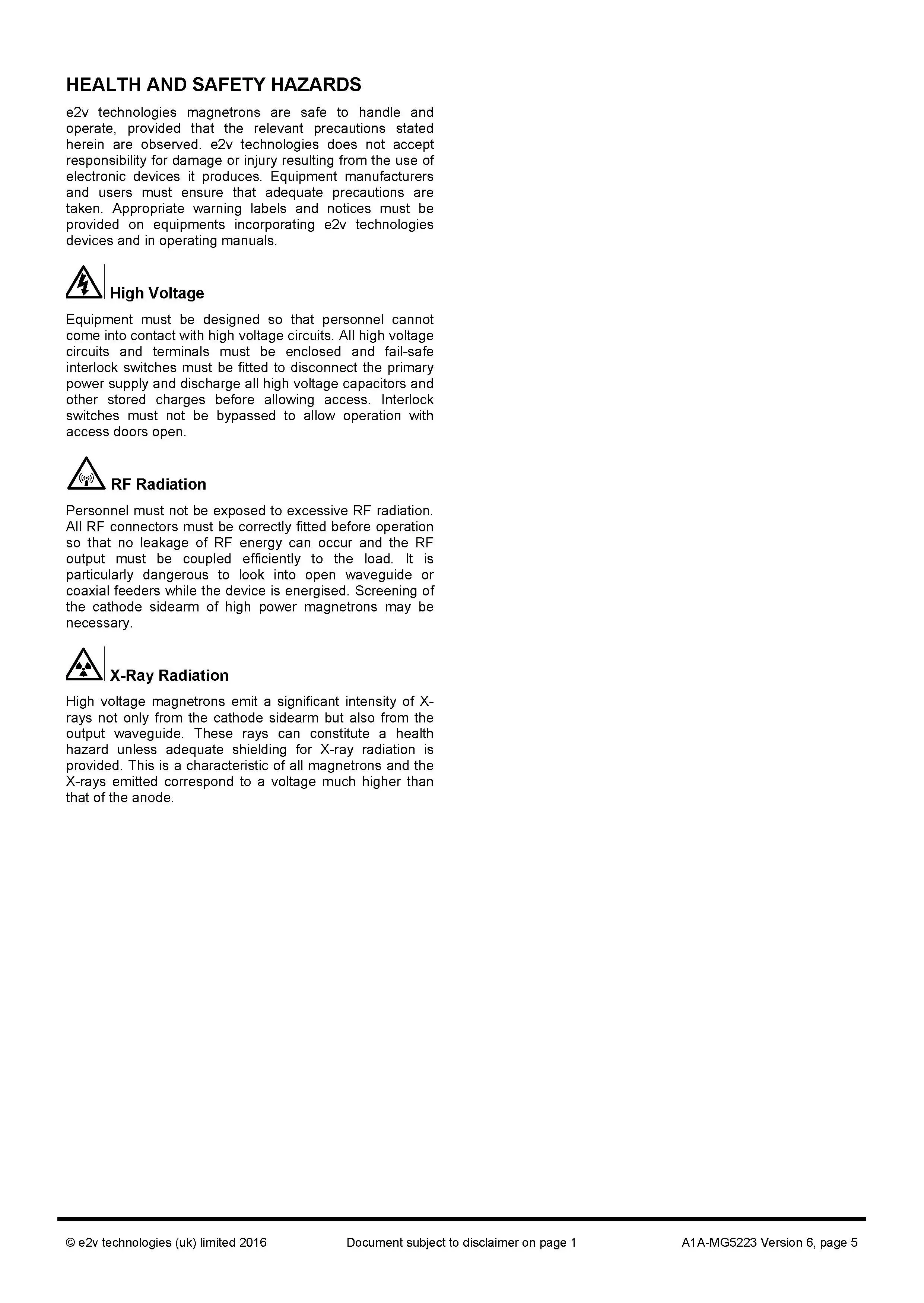 E2V MG5223 Magnetron - 30KW S Band for Furuno Marine Radar