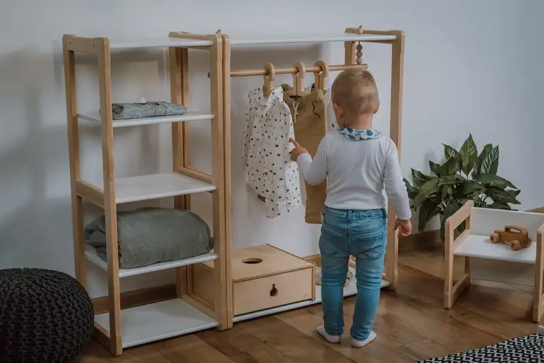 Kids Dress up Clothes Hanger - Timber Clothing Rack