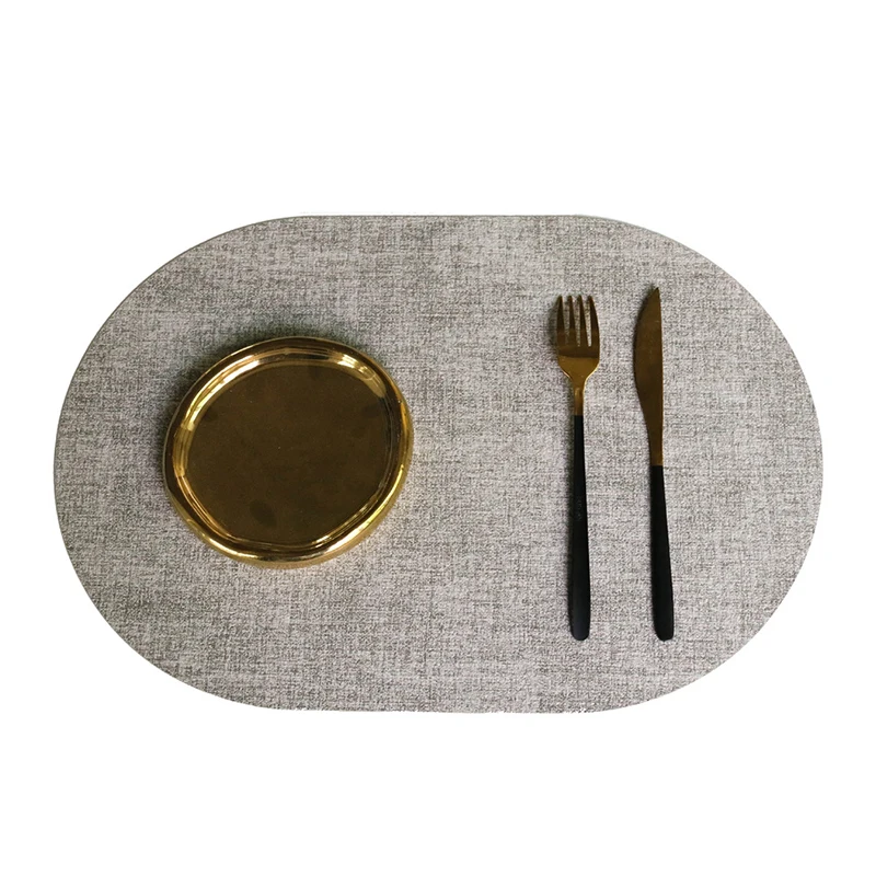 Oval Shape Faux Leather Place Mat Heat Resistant Non Slip Waterproof ...