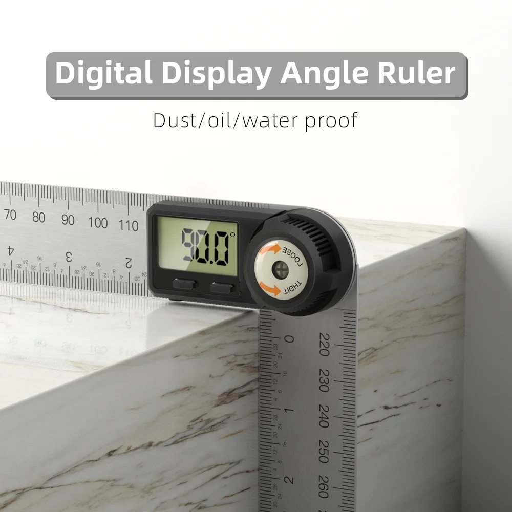Digital Angle Measurement Wood Working Tool Led Screen Display 360 Degree Ruler 2in 1 Stainless ...