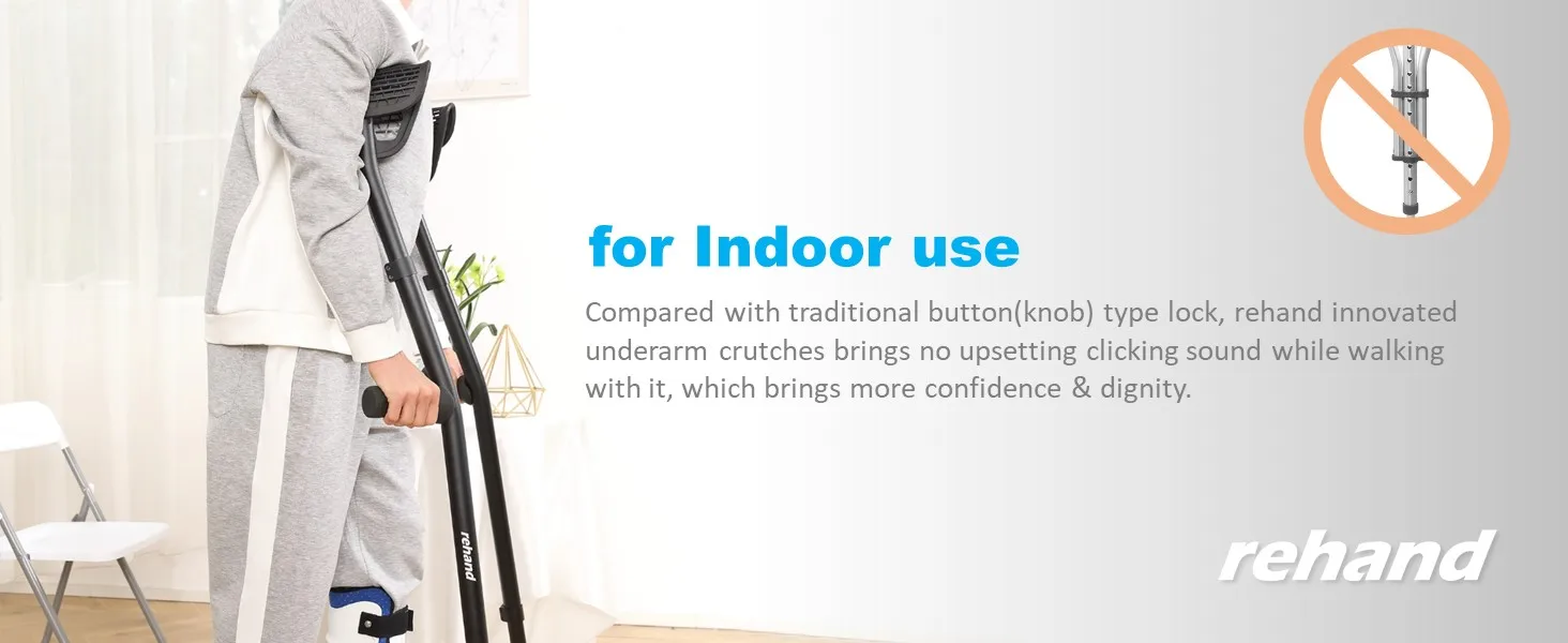 Rehand Medical Axillary Crutches Aluminum Armpit Crutch Folding ...