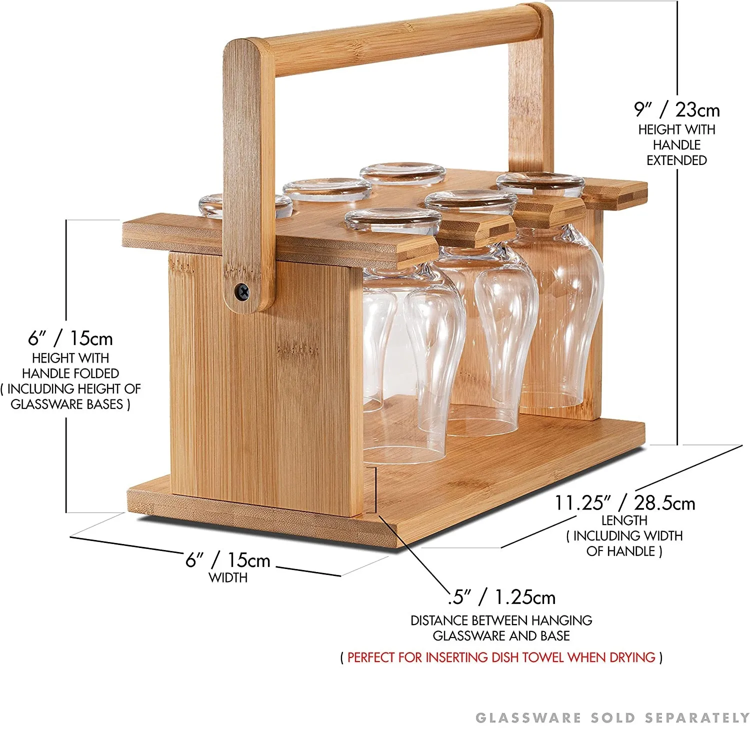 Bamboo Whiskey Glass Holder Wooden Wine Stemware Glassware Drying Rack ...