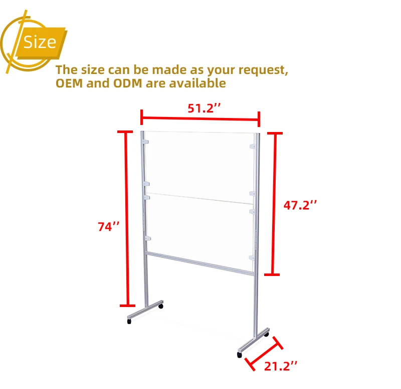 Clear Movable Acrylic Office Partition Screen Wall Lightweight Visible ...