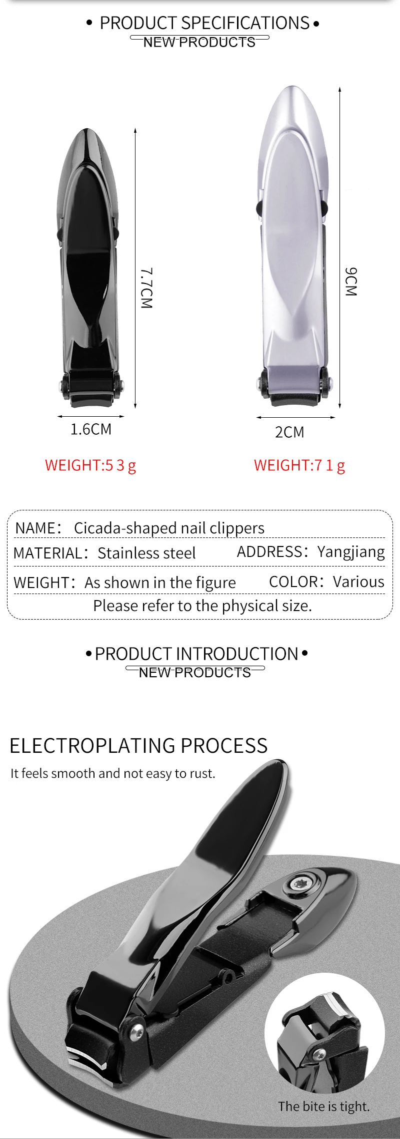 High Quality Portable Carbon Steel Black Nail Clippers Small Curved ...