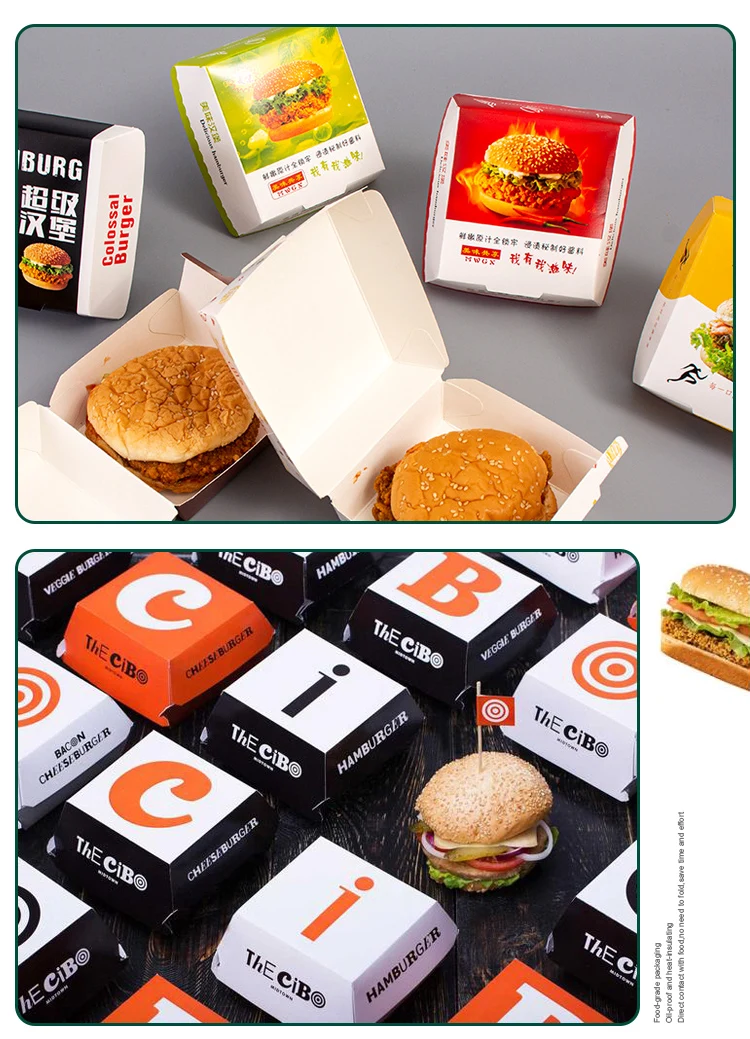 Custom Food Packaging Burger Box Burger Box French Fries Food Packaging ...