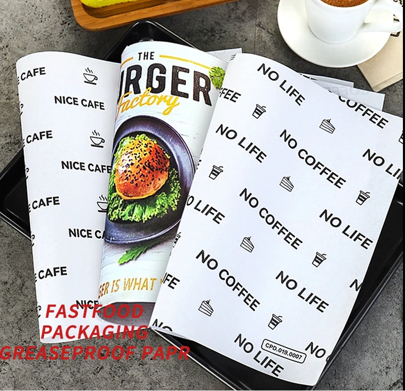 Custom Printed Fast Food Greaseproof Paper for Fried Chicken Sandwiches ...