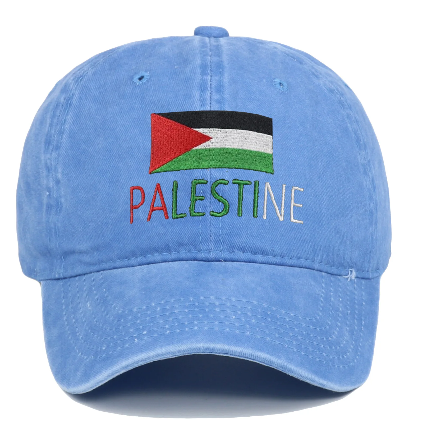 Outdoor Washed Denim Embroidery Palestine Flag Baseball Cap Custom Logo ...