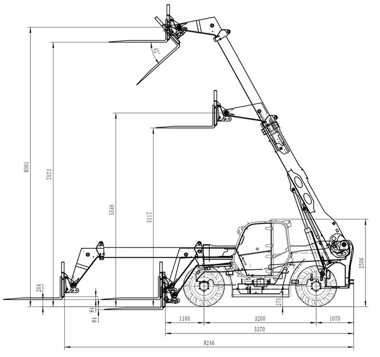 High Quality Forklift Telescopic Lifting 7m 8m Heigh 3 Ton Telehandler ...