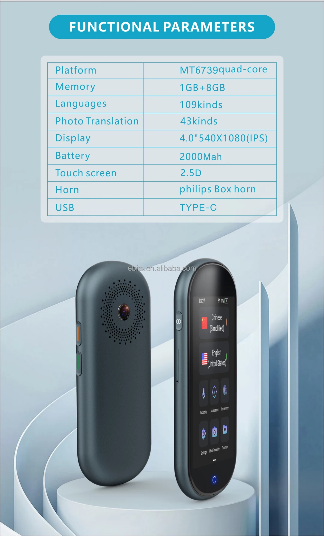 Multilingual Support Voice Translator Device - Portable & Accurate
