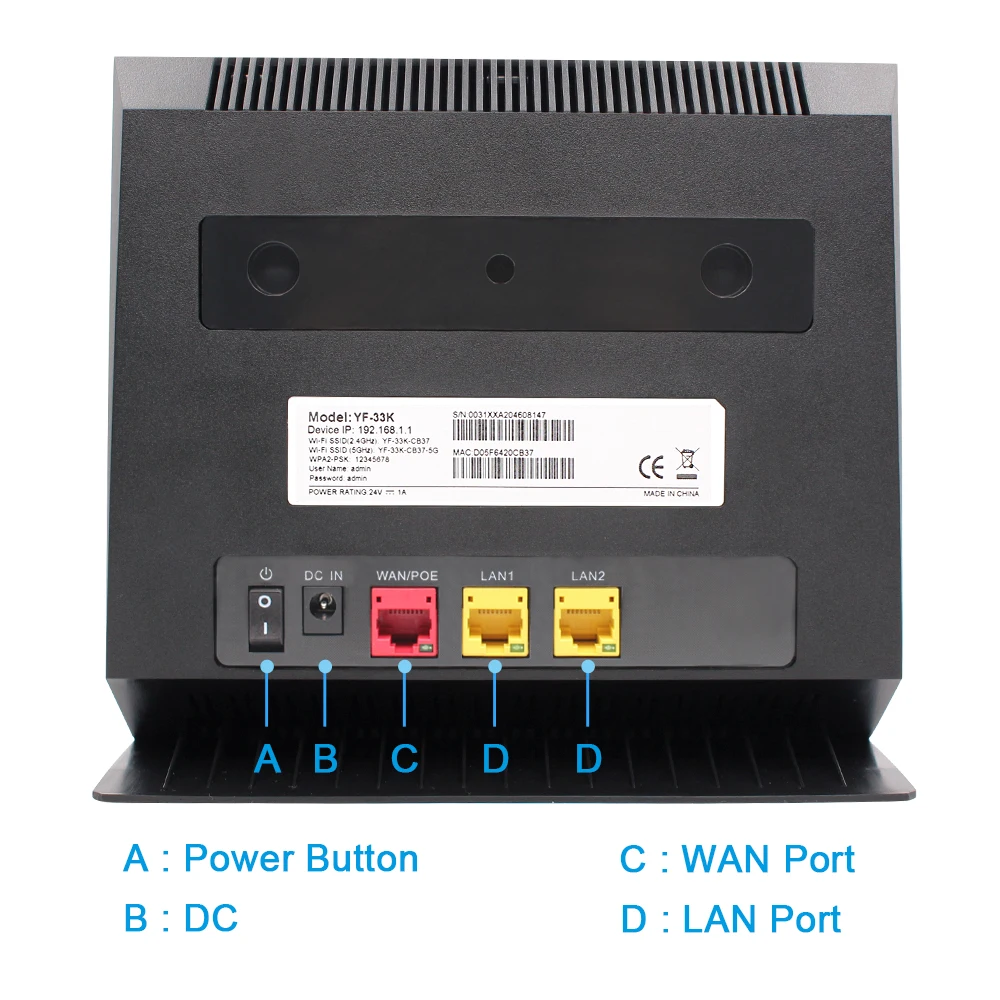 YF-33K Pro 4G LTE CAT12 IP67 Outdoor CPE Router VoIP/VoLTE ODU Kit VPN ...