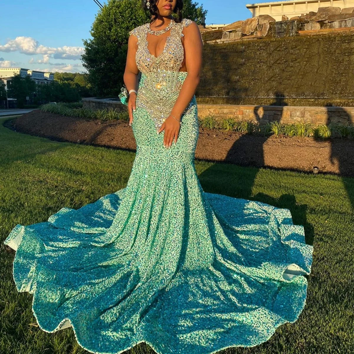 Ocstrade Banquet Dinner Dress Mermaid Prom Gowns Evening Dress Party ...